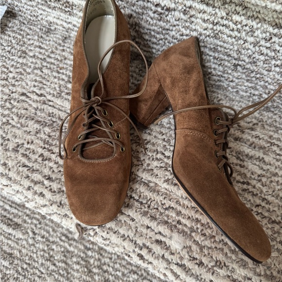 Connie | Shoes | Vintage Brown Suede Laceup Heeled Shoes | Poshmark